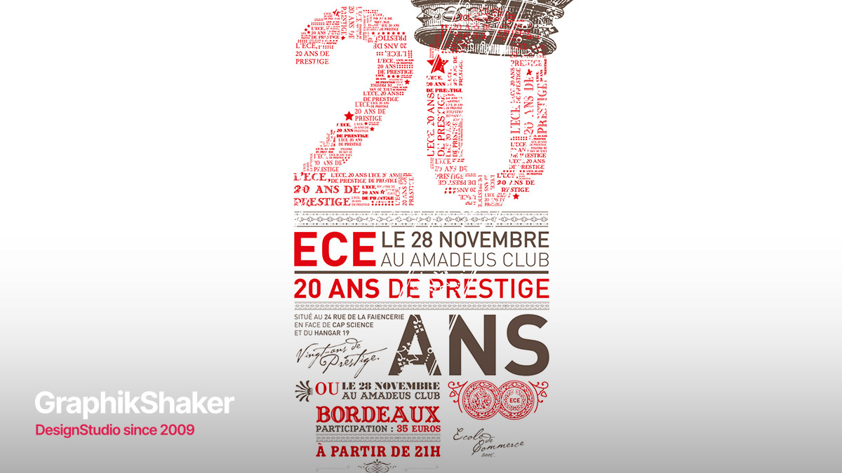ECE Bordeaux, 20 ans de l'ECE, affiche de l’événement - GraphikShaker