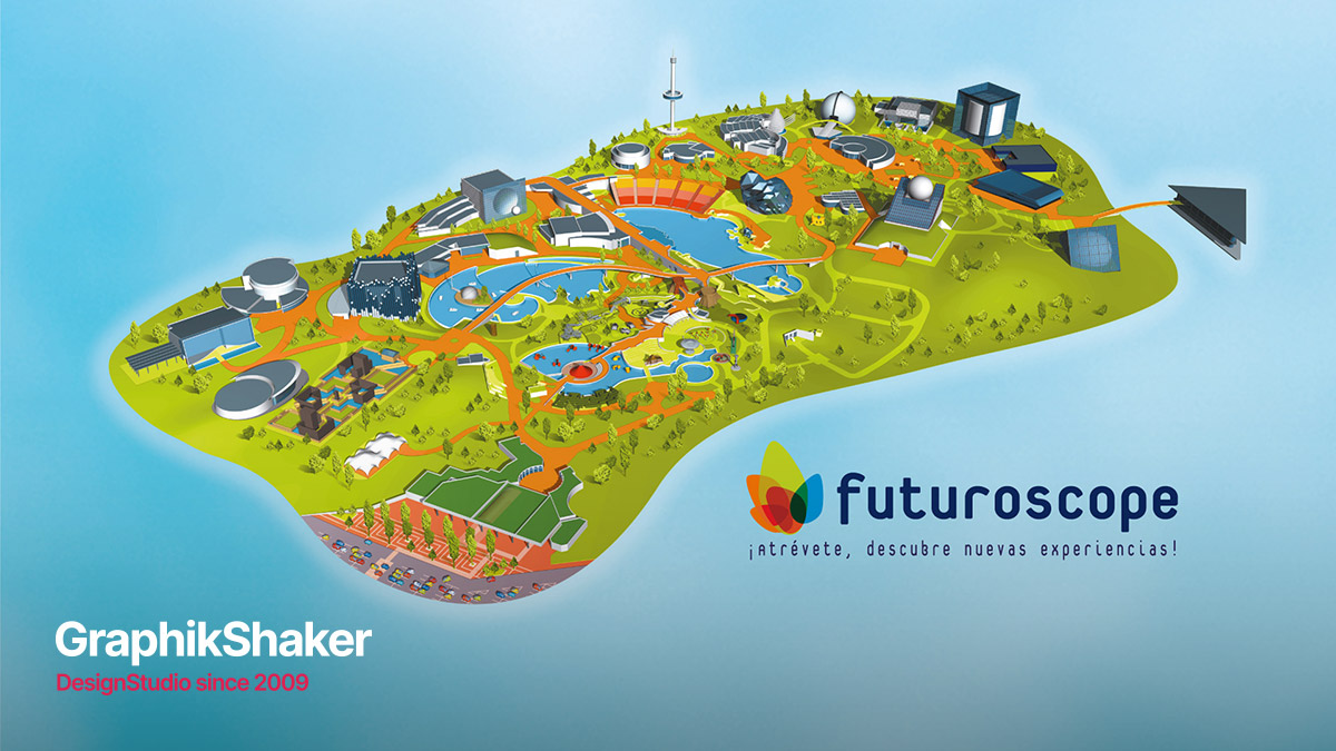 Futuroscope de Poitier, plan du visiteur - GraphikShaker